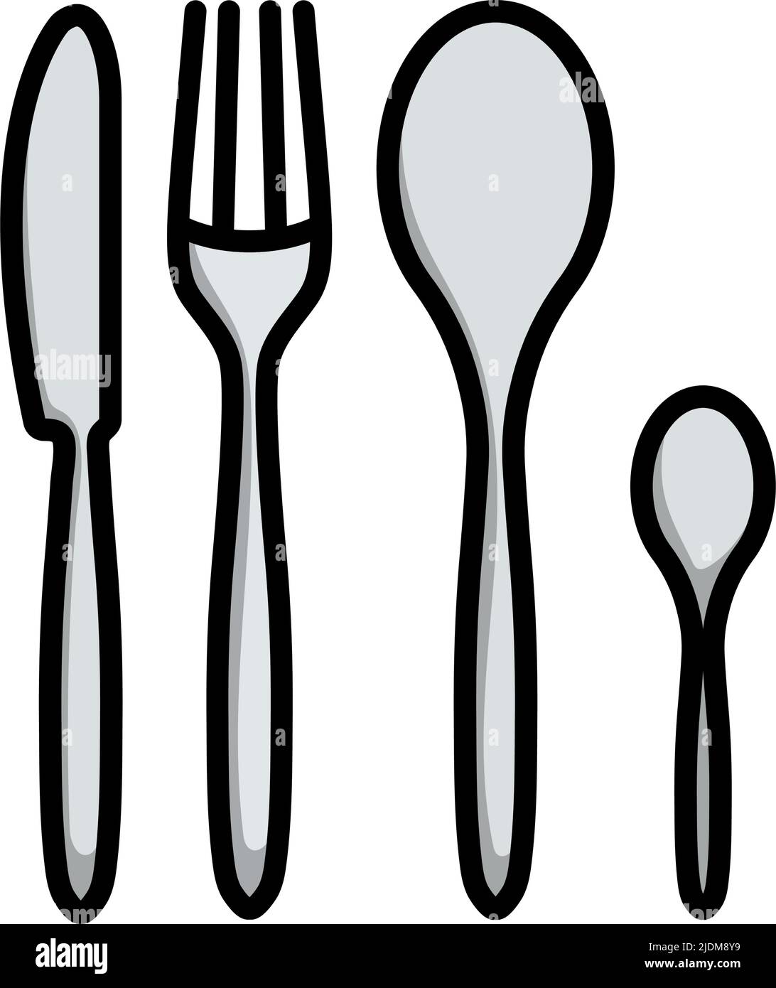 Silverware Set Icon. Editable Bold Outline With Color Fill Design ...