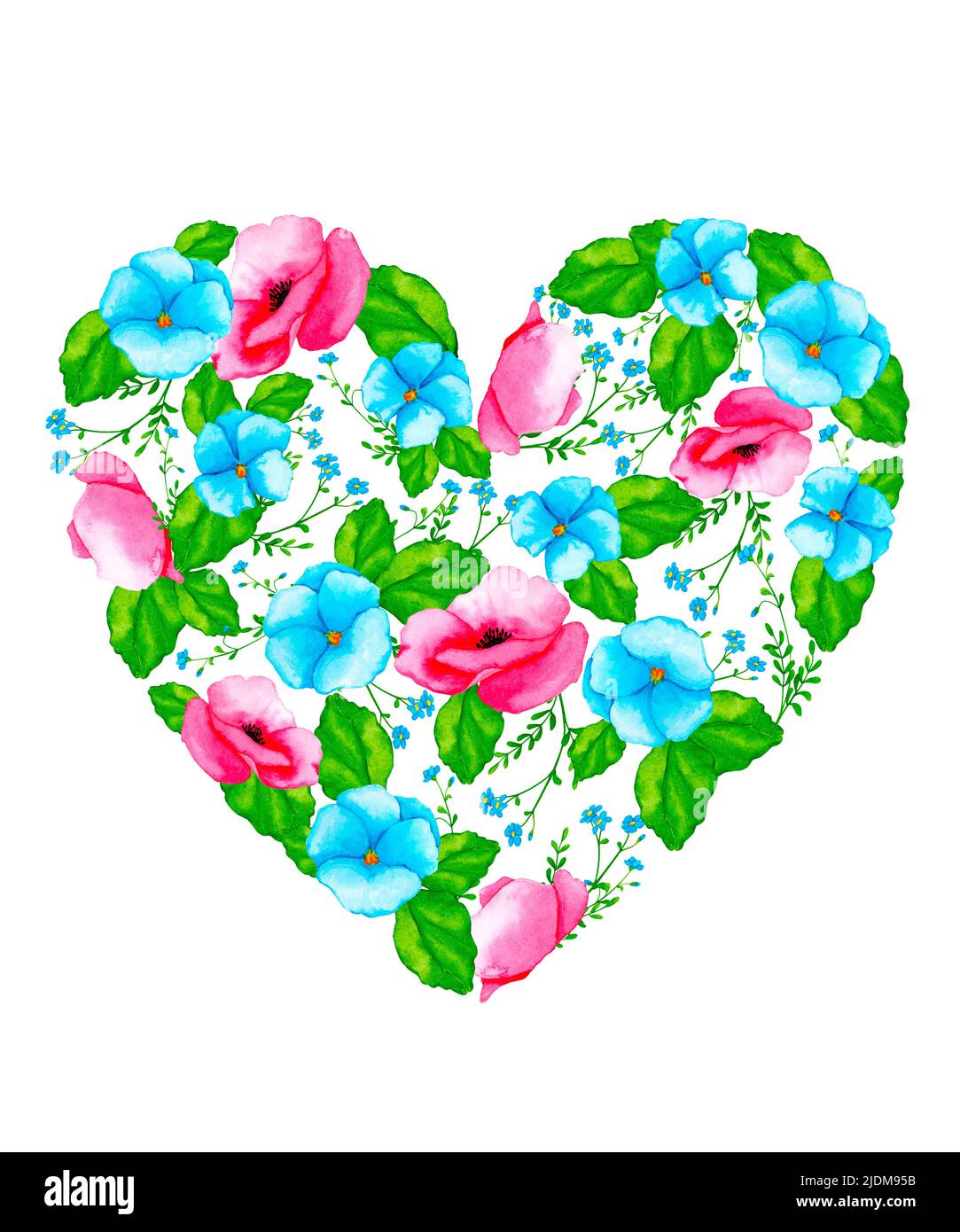 Heart shape made from watercolor wildflowers. Design element for cards ...