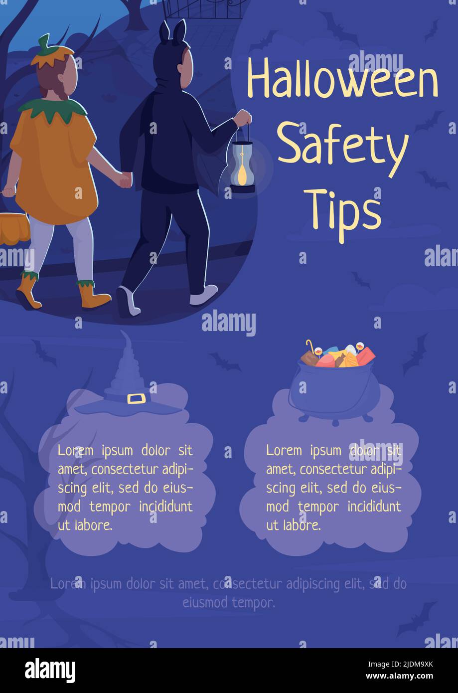 Halloween safety tips flat vector banner template Stock Vector Image ...