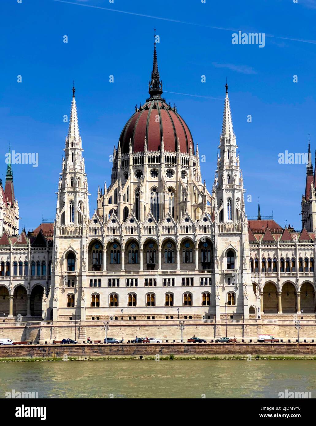 The Hungarian Parliament Building (Országház) in Budapest, Hungary viewed from the River Danube ...