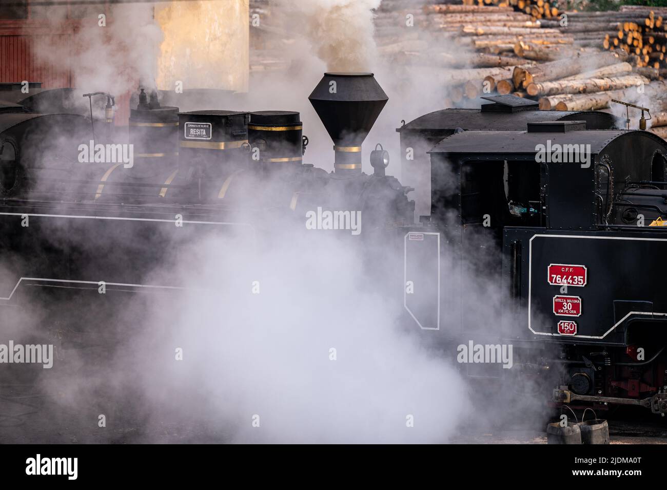 Viseu de Sus, Maramures, Romania - June 13, 2022: Steam train Mocanita ...