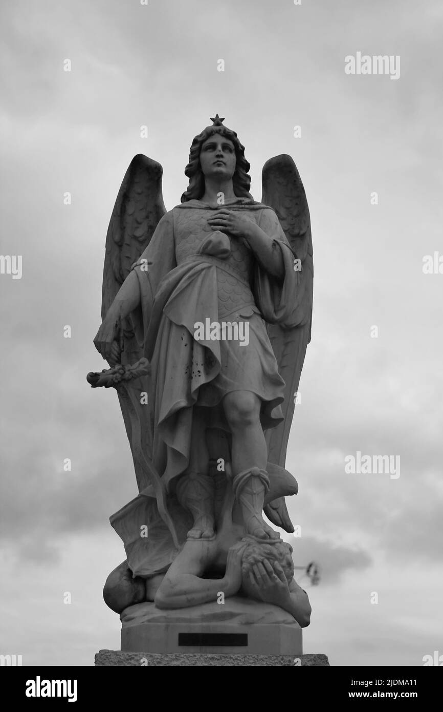 Statue of saint michael the archangel Black and White Stock Photos & Images - Alamy
