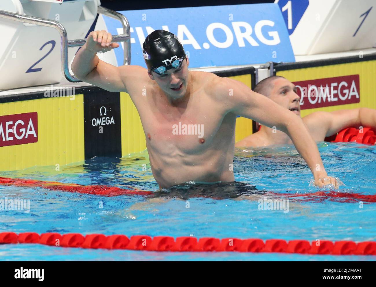 Nic Fink of USA Gold medal, Final 50 M Breaststroke Men during the 19th ...