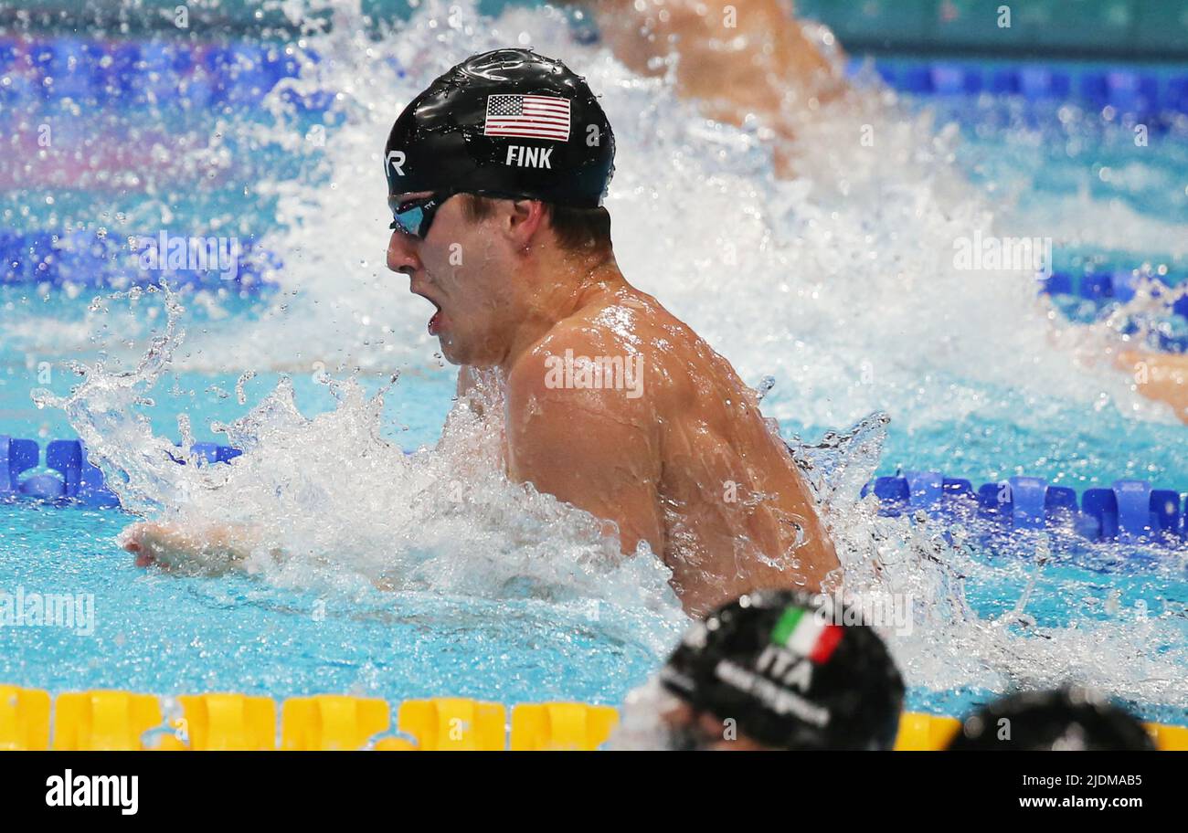 Nic Fink of USA Gold medal, Final 50 M Breaststroke Men during the 19th ...