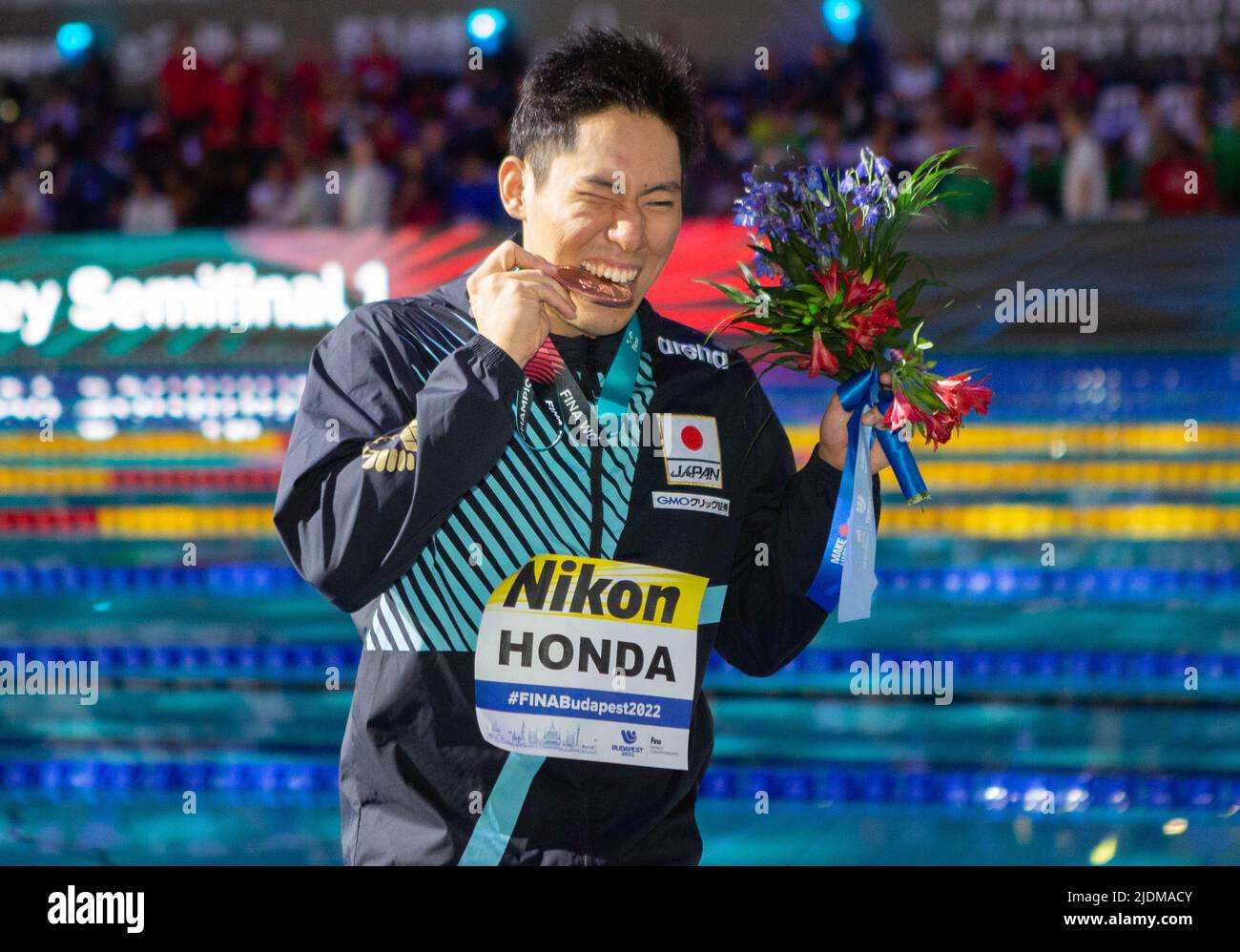Tomoru Honda of Japan Bronze medal, Men 200 M Butterfly during the 19th ...