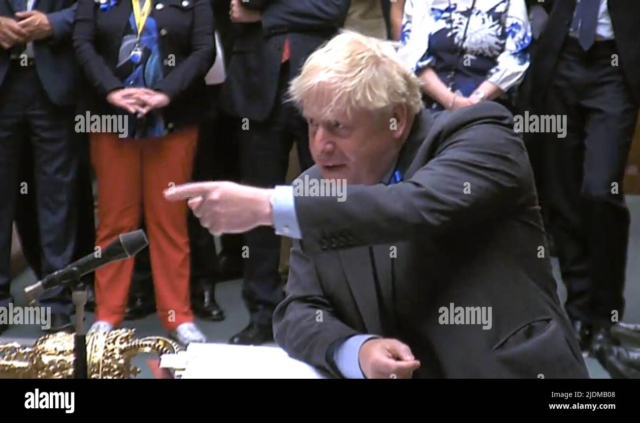 Prime Minister Boris Johnson speaks during Prime Minister's Questions ...