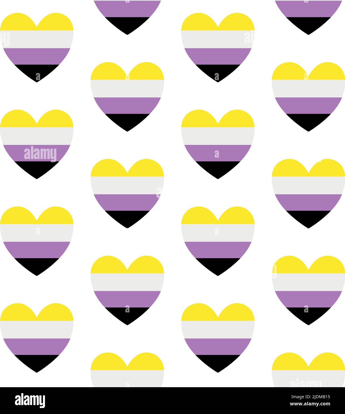 Vector seamless pattern of flat non binary flag heart isolated on white background Stock Vector ...