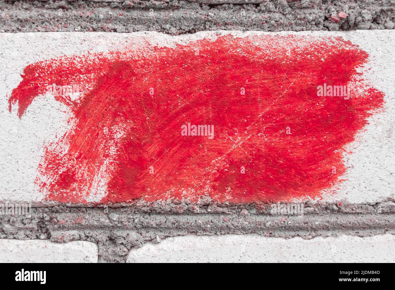 Red paint spot brush stain abstract pattern art urban wall background ...