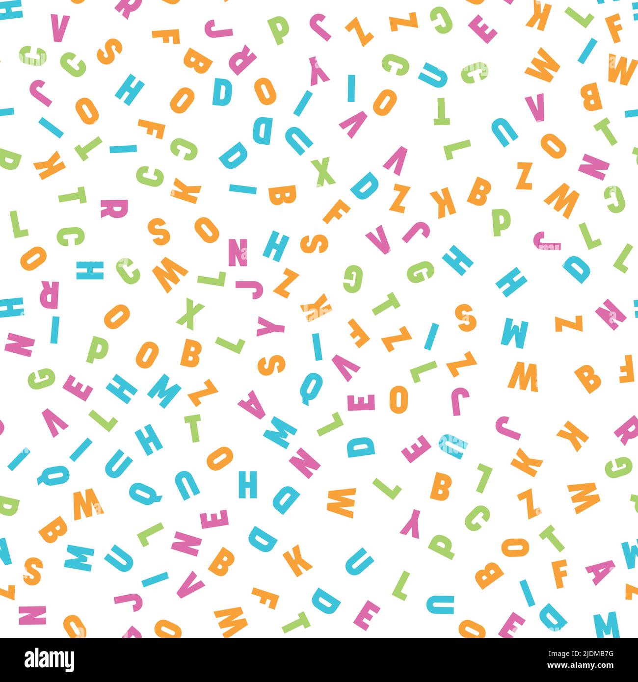 Seamless pattern of colorful letters. Random order signs. Vector ...