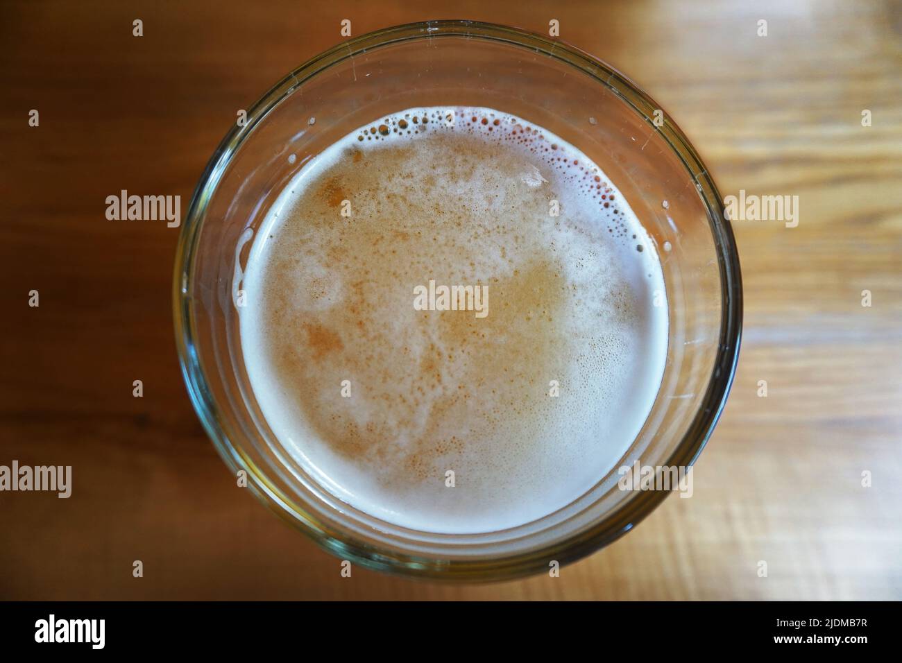 Glass of lager beer - top view Stock Photo - Alamy