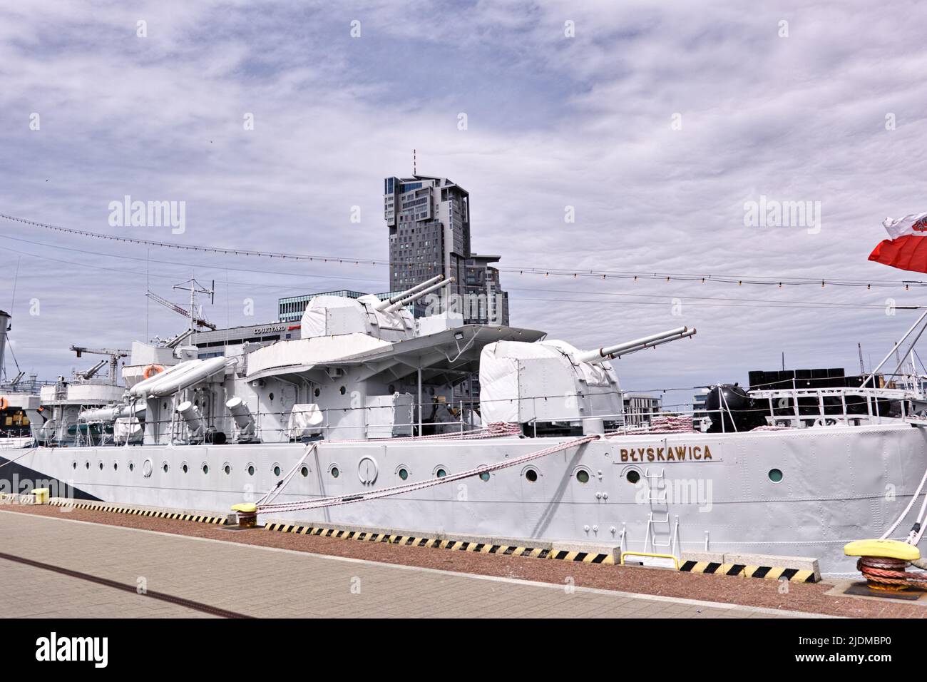 Destroyer Blyskawica of World War II in the port of Gdynia. Baltic Sea ...
