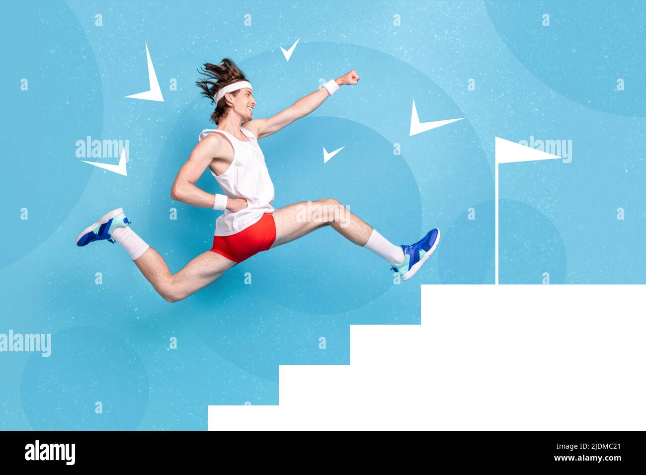 3d retro abstract creative artwork template collage of funny sporty guy ...