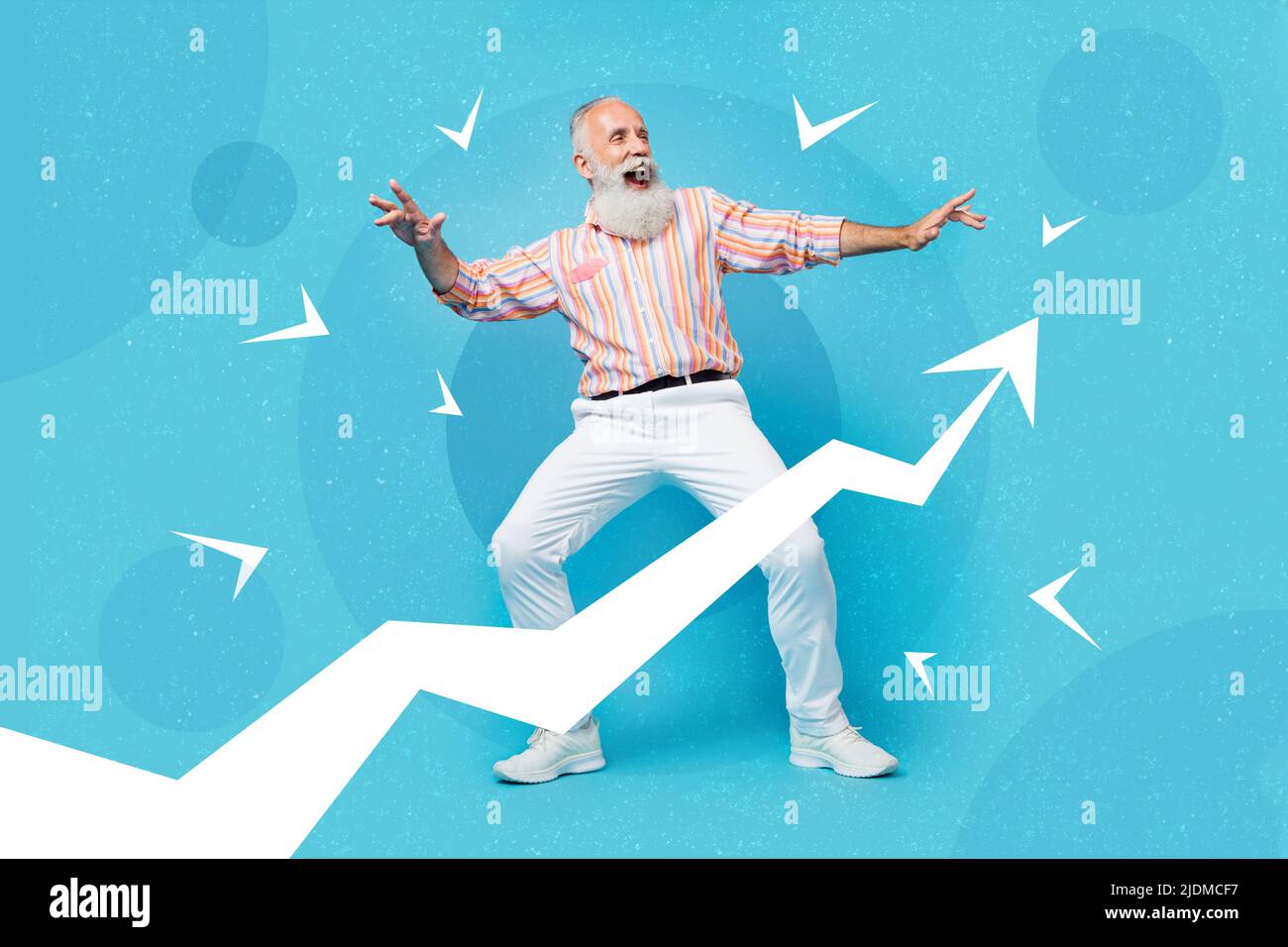 Photo cartoon comics sketch picture of cheerful good mood senior guy ...