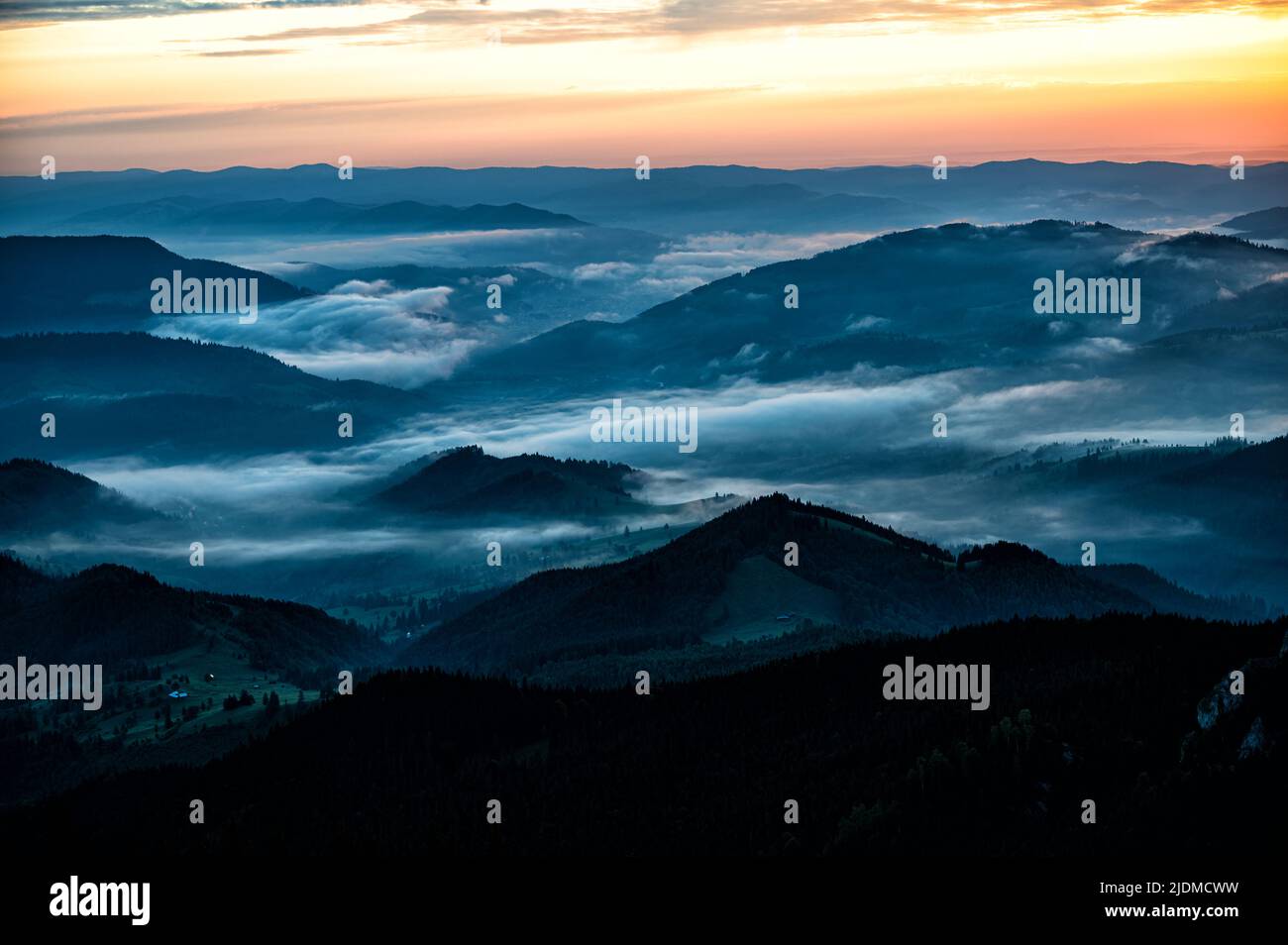 Sunrise in the Rarau mountains, Eastern Carpathians, Romania Stock ...