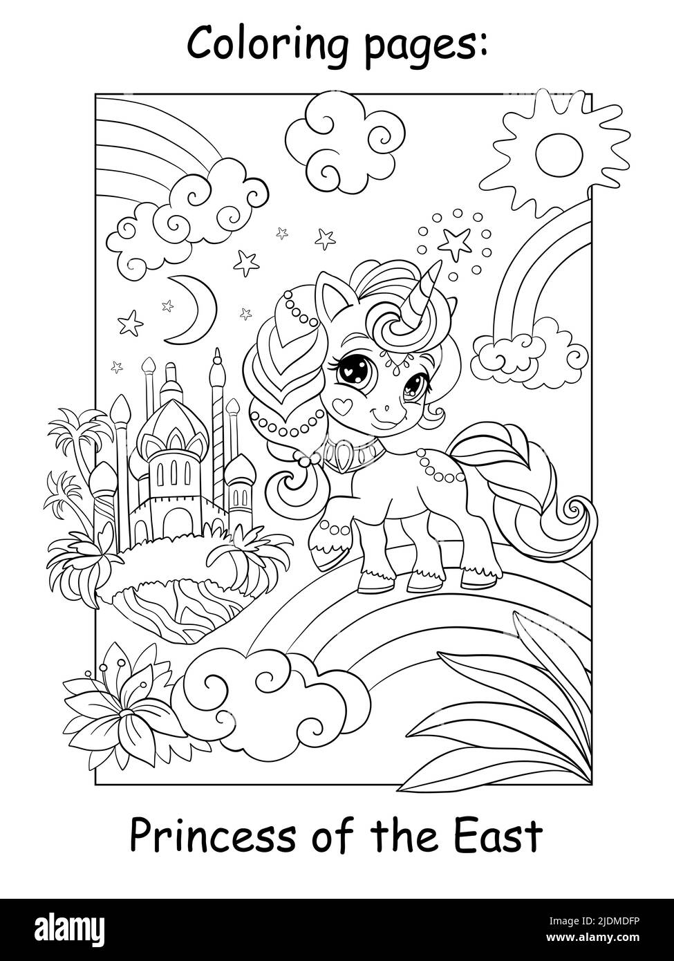 castle and unicorn coloring pages