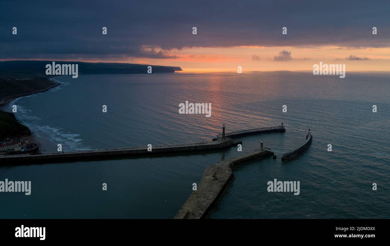 Sunset on whitby beach hi-res stock photography and images - Alamy