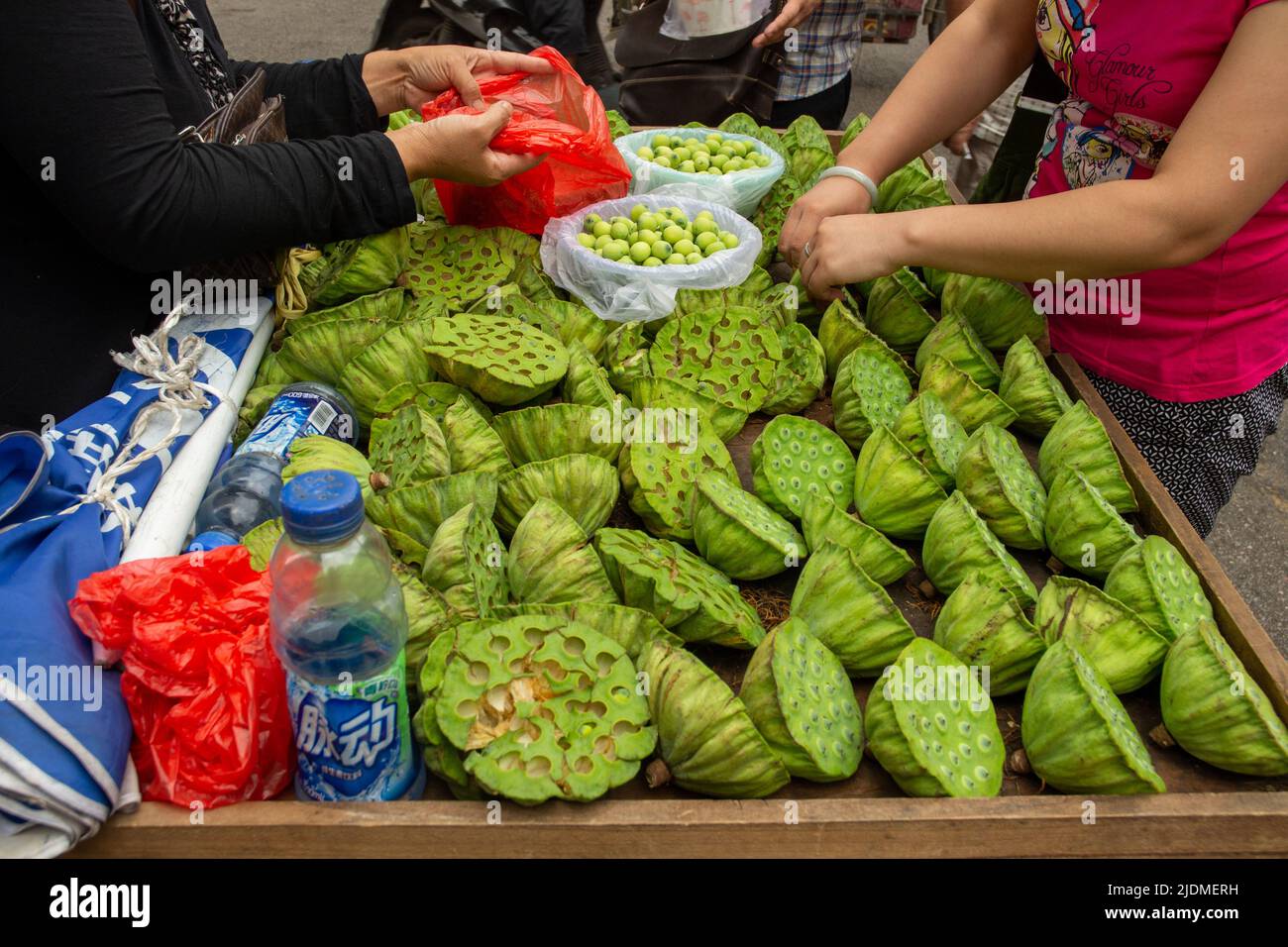 Lotus seed or lotus nuts for sale in a Chinese market, popular snack ...