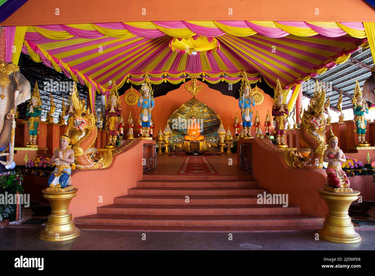 Thai people foreign travelers travel visit and respect praying blessing ...