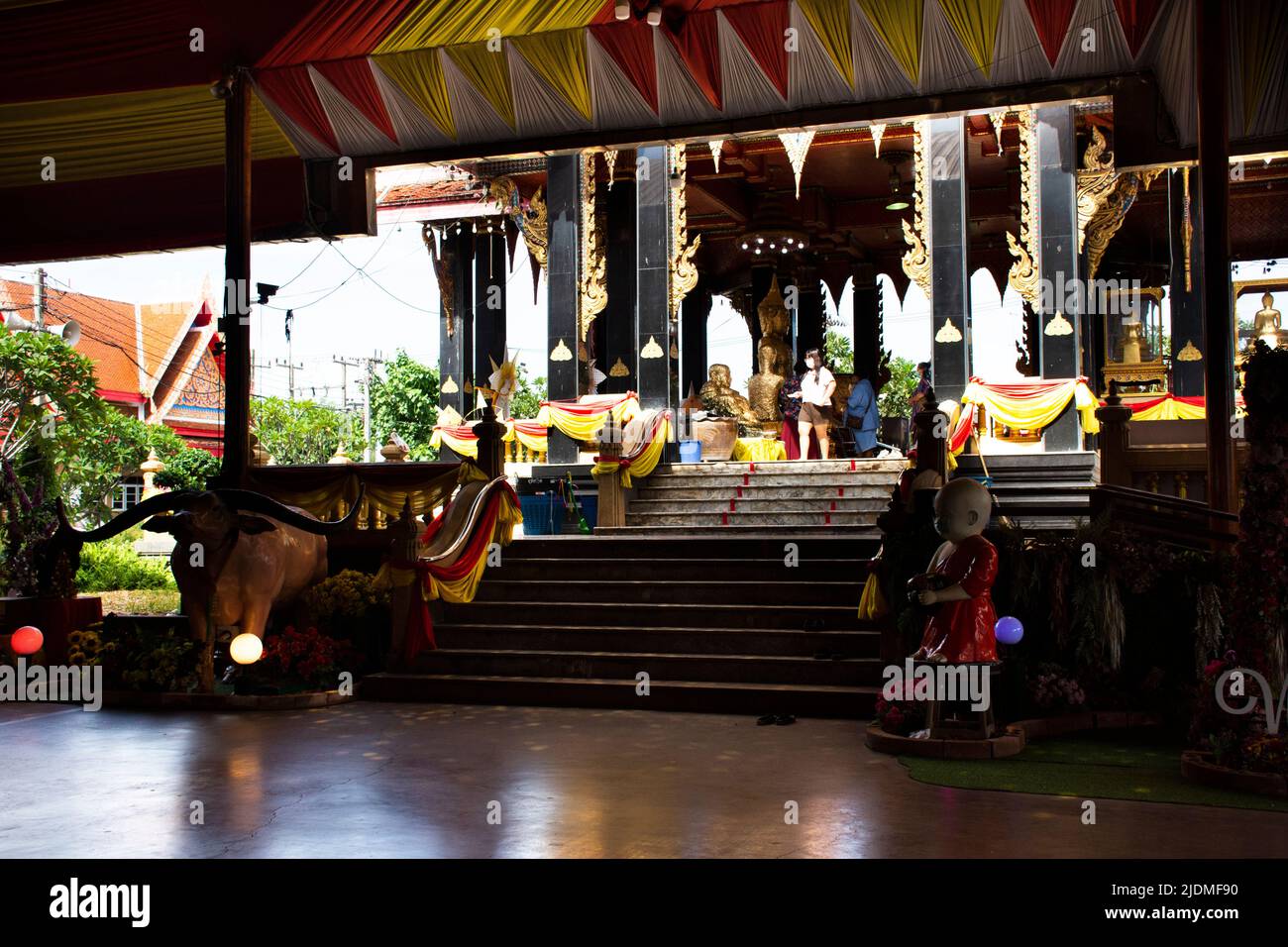 Thai people foreign travelers travel visit and respect praying blessing ...