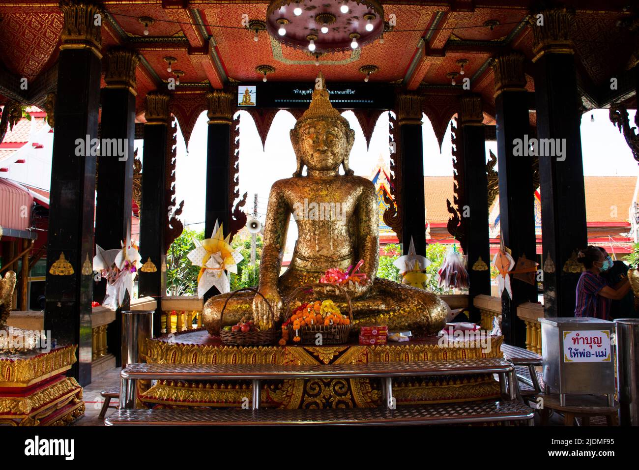 Thai people foreign travelers travel visit and respect praying blessing ...