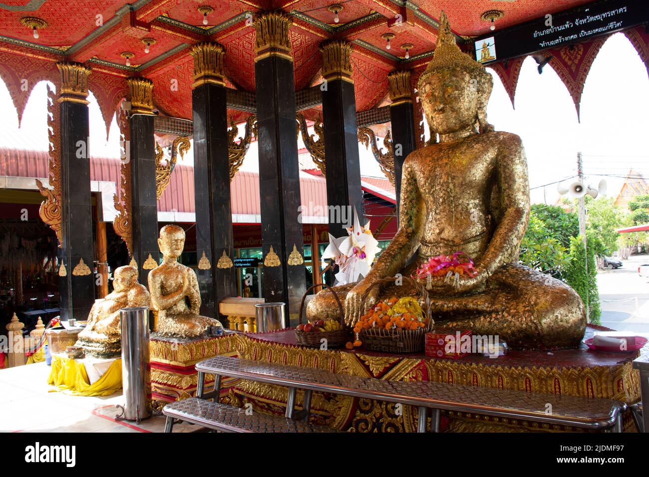 Thai people foreign travelers travel visit and respect praying blessing ...