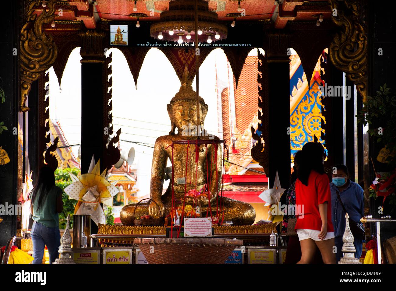 Thai people foreign travelers travel visit and respect praying blessing ...