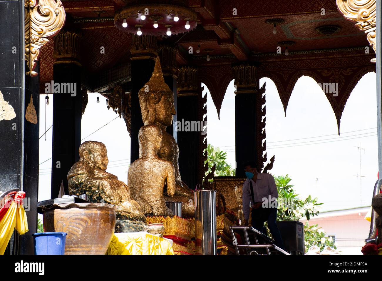 Thai people foreign travelers travel visit and respect praying blessing ...