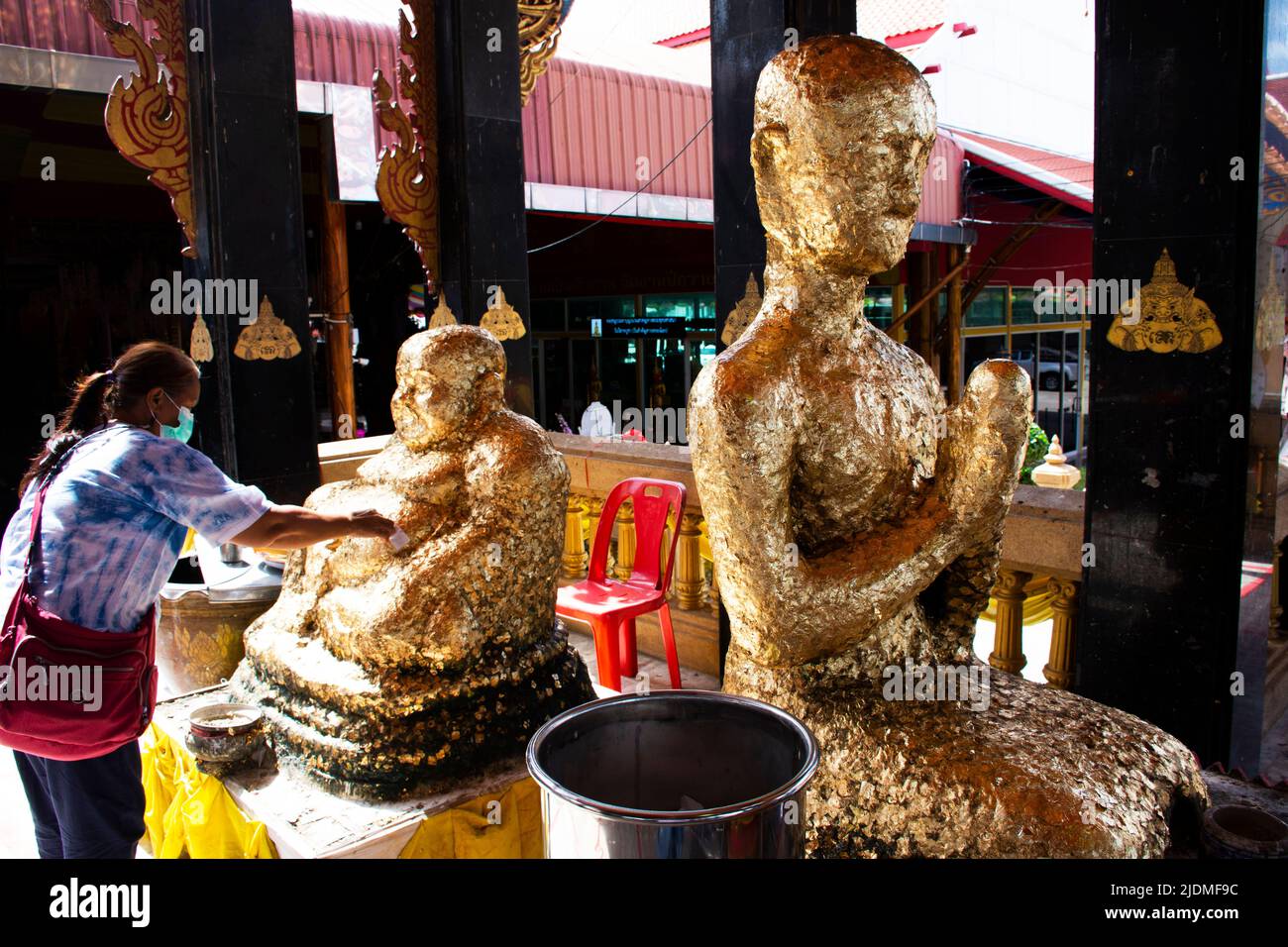 Thai people foreign travelers travel visit and respect praying blessing ...