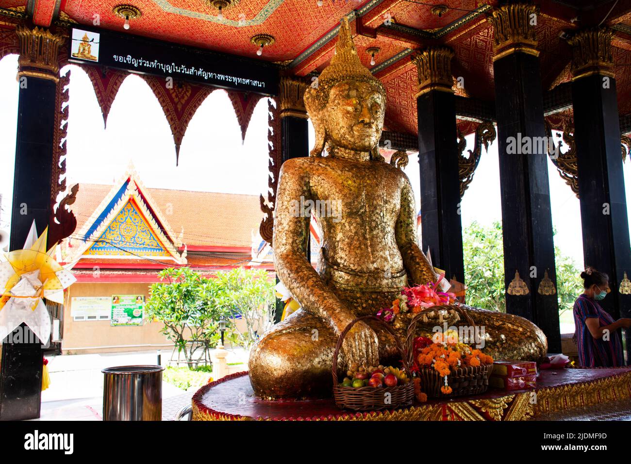 Thai people foreign travelers travel visit and respect praying blessing ...