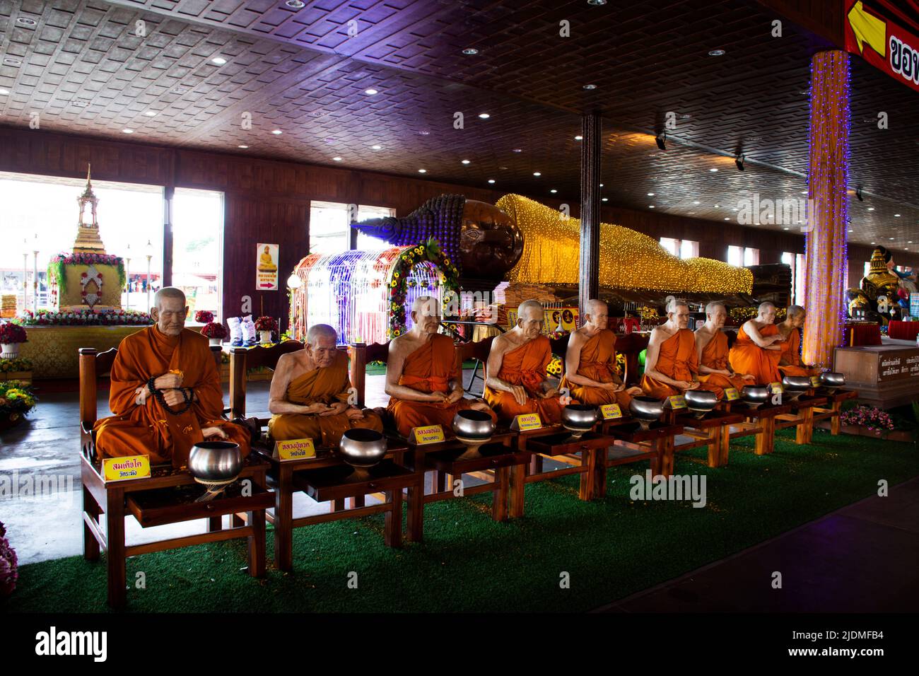 Thai people foreign travelers travel visit and respect praying blessing ...