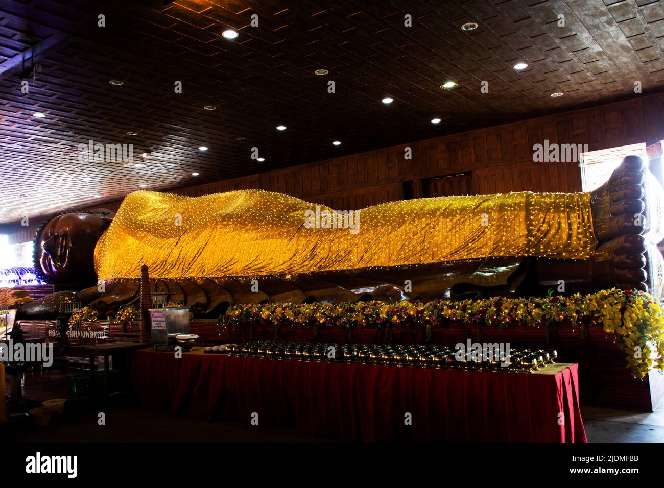 Wooden buddha reclining attitude statue for thai people travelers ...