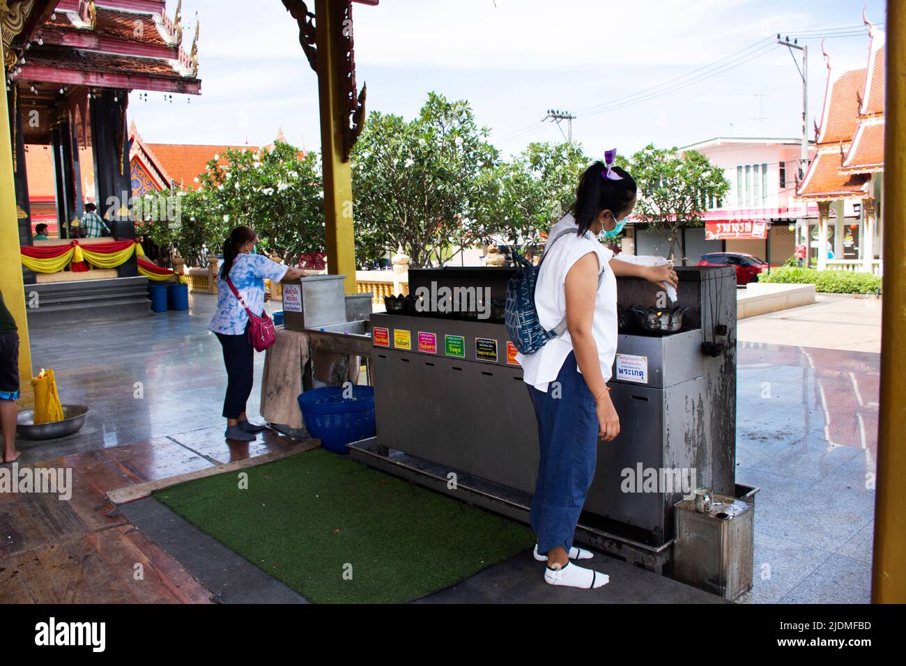 Thai people foreign travelers travel visit and respect praying blessing ...