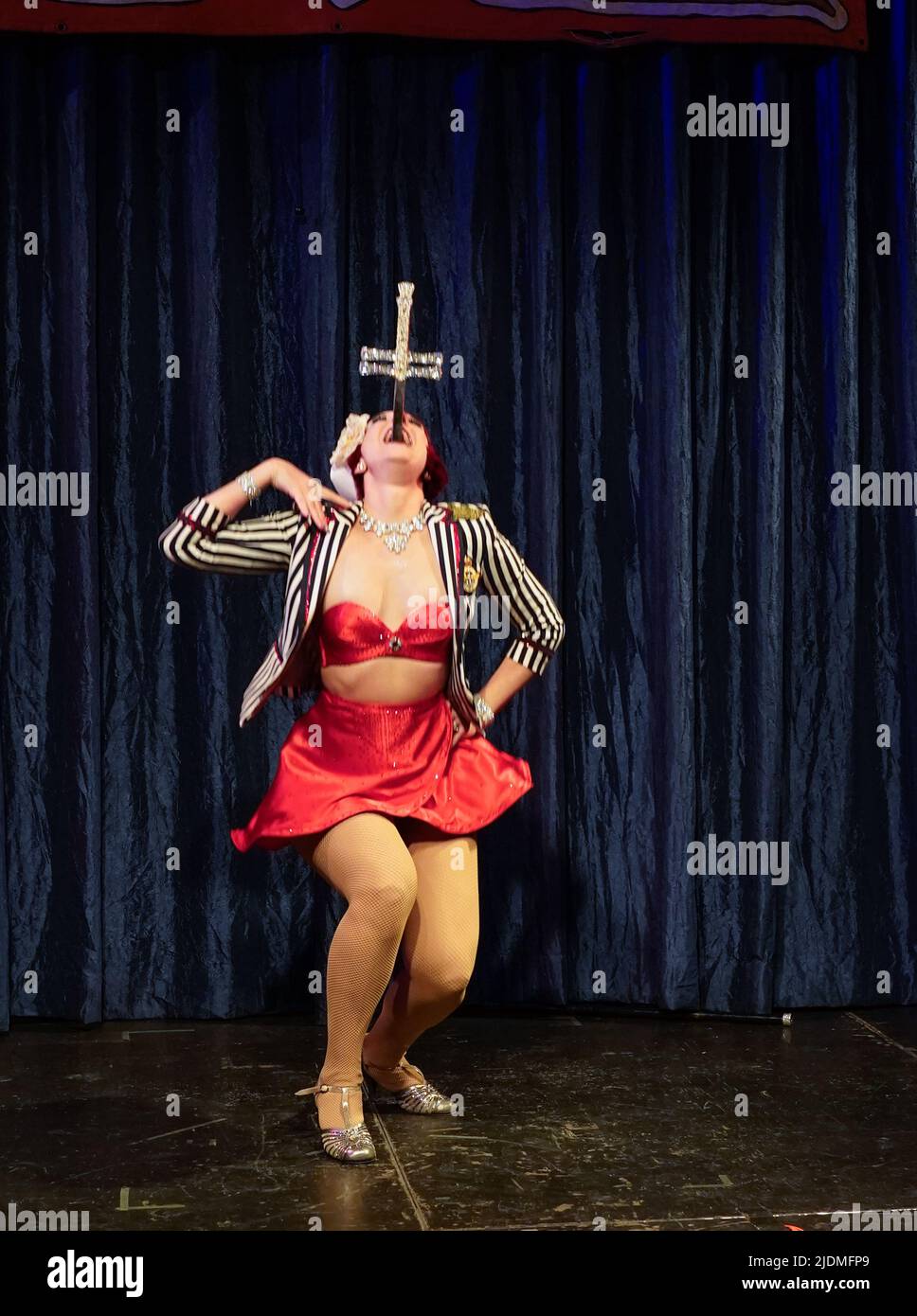 Coney Island, New York June 18, 2022 Gin Minsky performs Sword Swallowing during The Coney ...