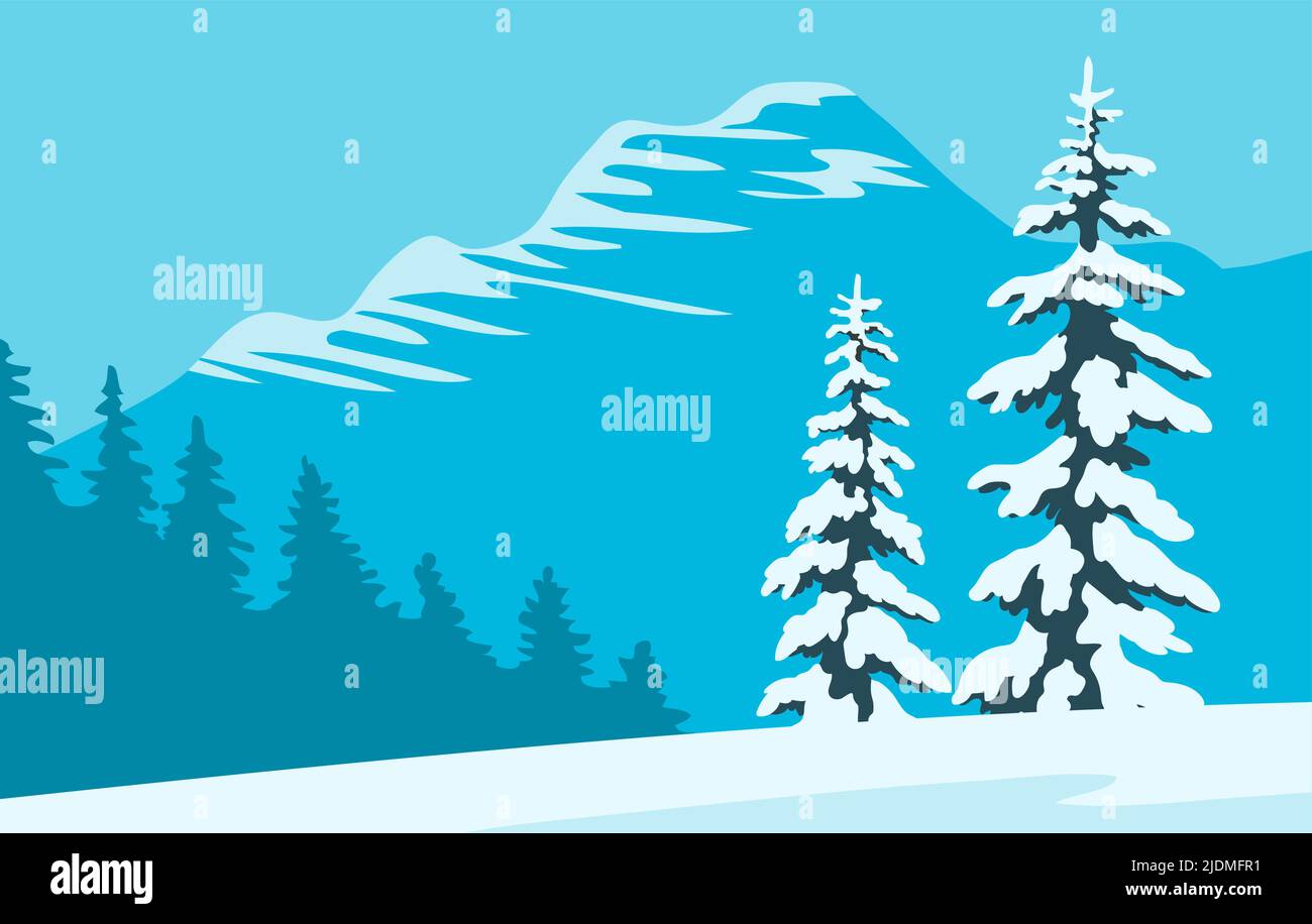 Winter snowy forest. Ate in the snow. Beautiful mountain landscape ...