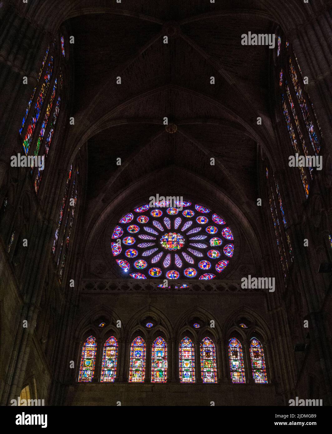 Spain, Leon, Castilla y Leon. Stained Glass Windows in the Cathedral of ...