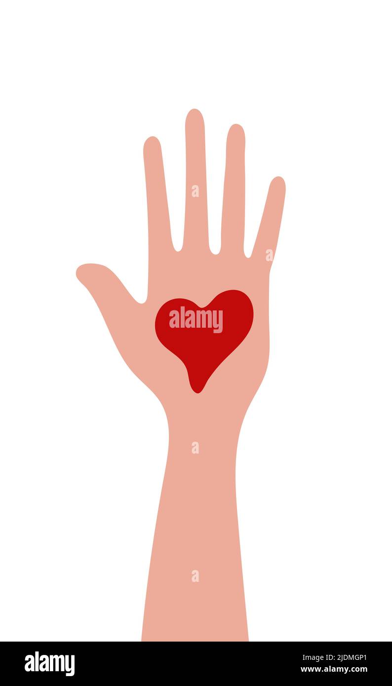 Hand with heart vector. Help, donations concept illustration. A person ...