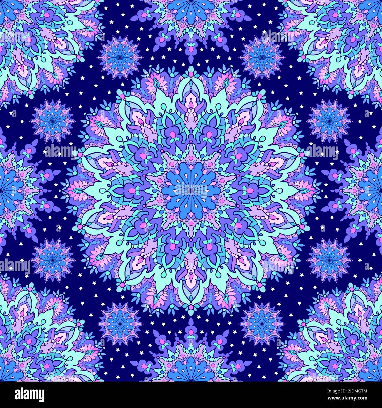 Seamless pattern with mandalas on a dark background. Vector Stock ...