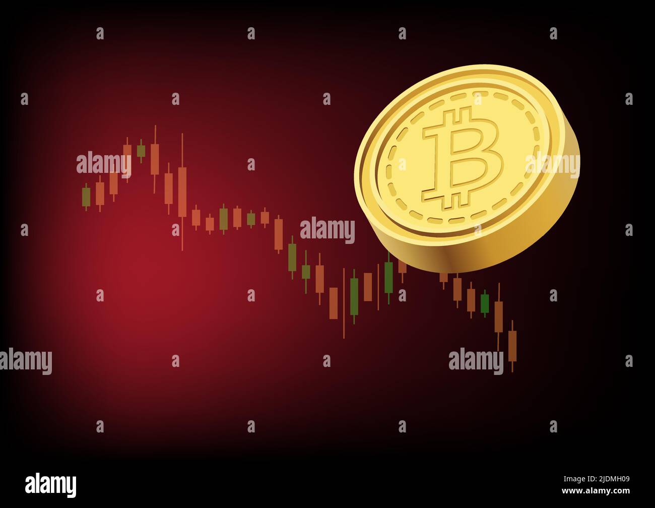 Crypto currency market plunge. Graph showing bitcoin price falling down ...