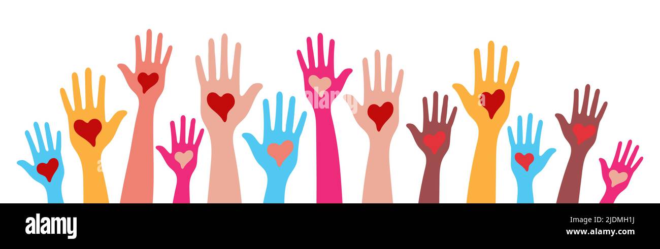Hand with heart vector. Help, donations concept illustration. A person ...