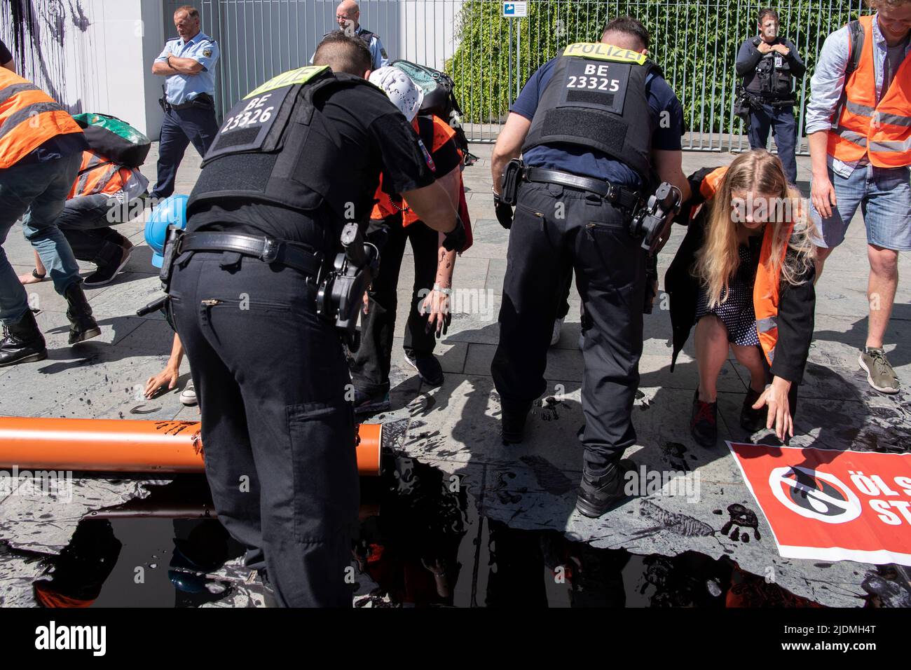 Berlin, Germany. 22nd June, 2022. Climate protection demonstrators of ...