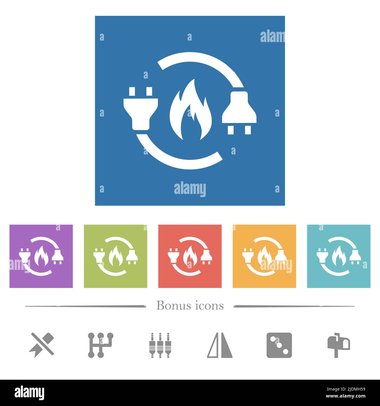 Gas energy flat white icons in square backgrounds. 6 bonus icons ...