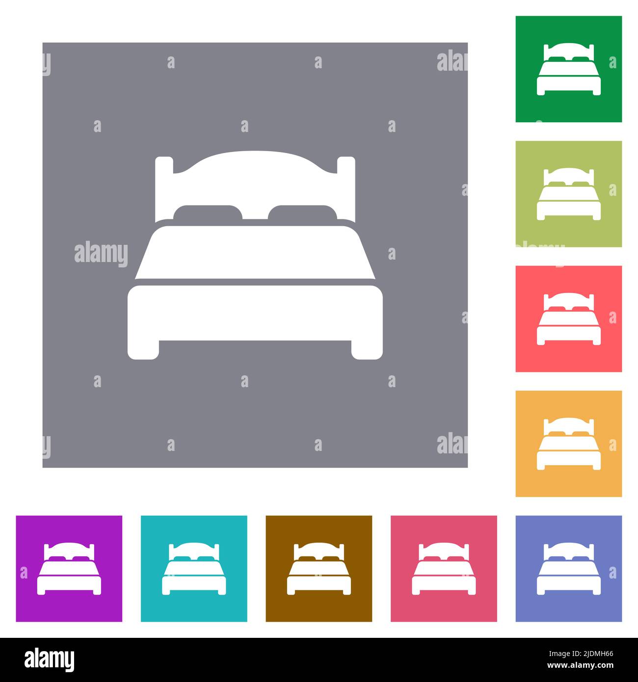 Double bed flat icons on simple color square backgrounds Stock Vector Image & Art - Alamy