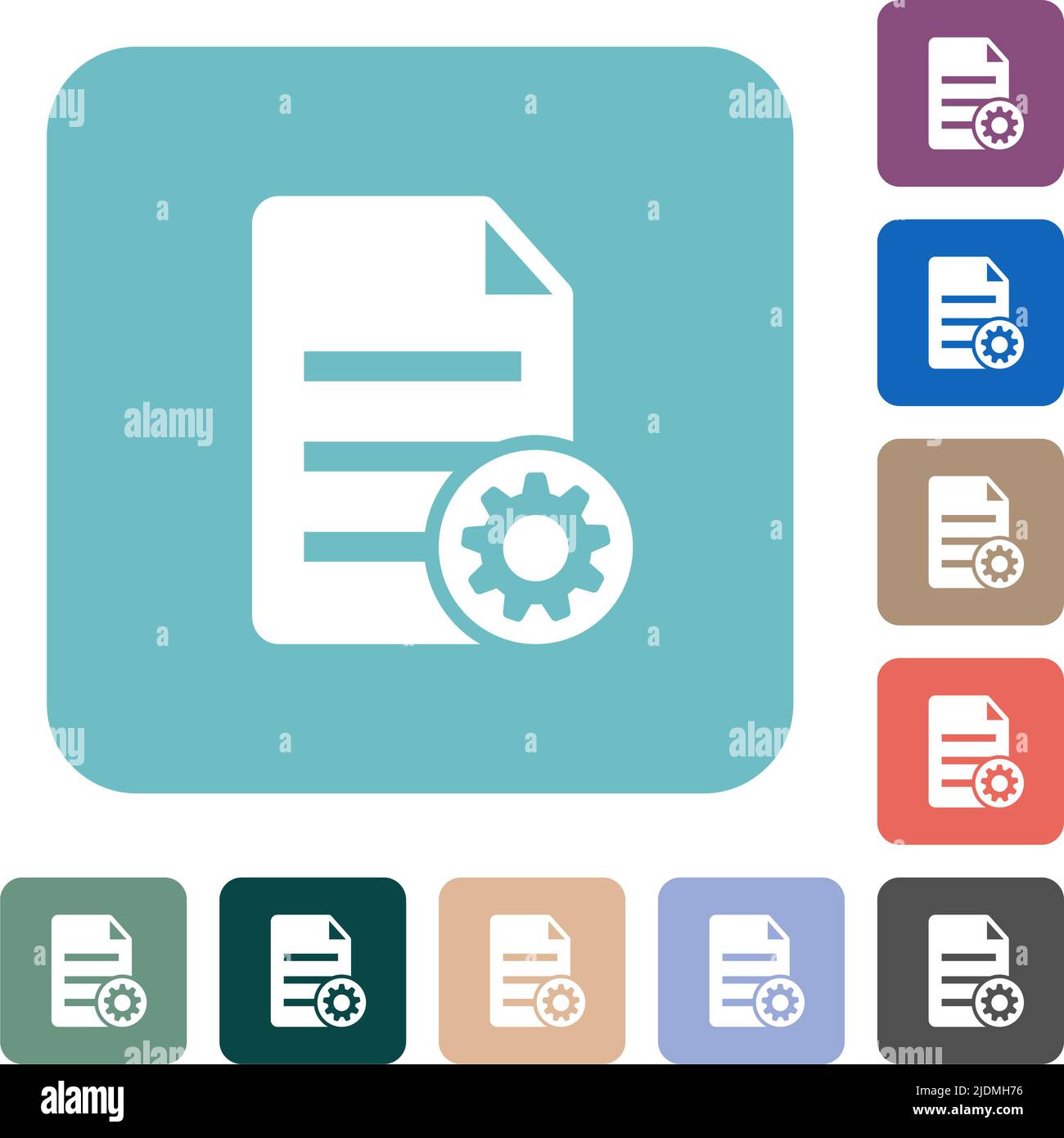 Document settings solid white flat icons on color rounded square ...