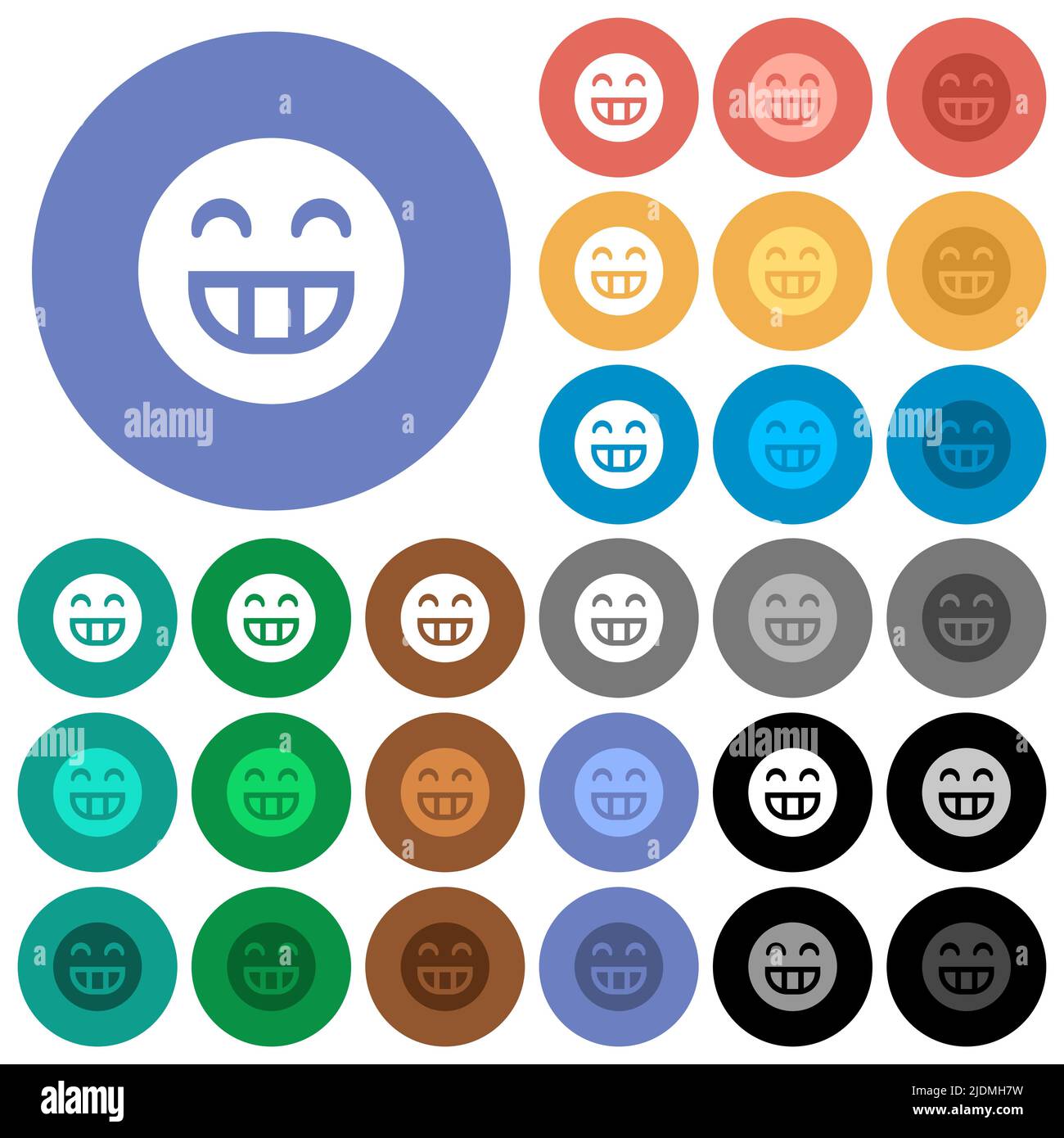 Laughing emoticon solid multi colored flat icons on round backgrounds ...