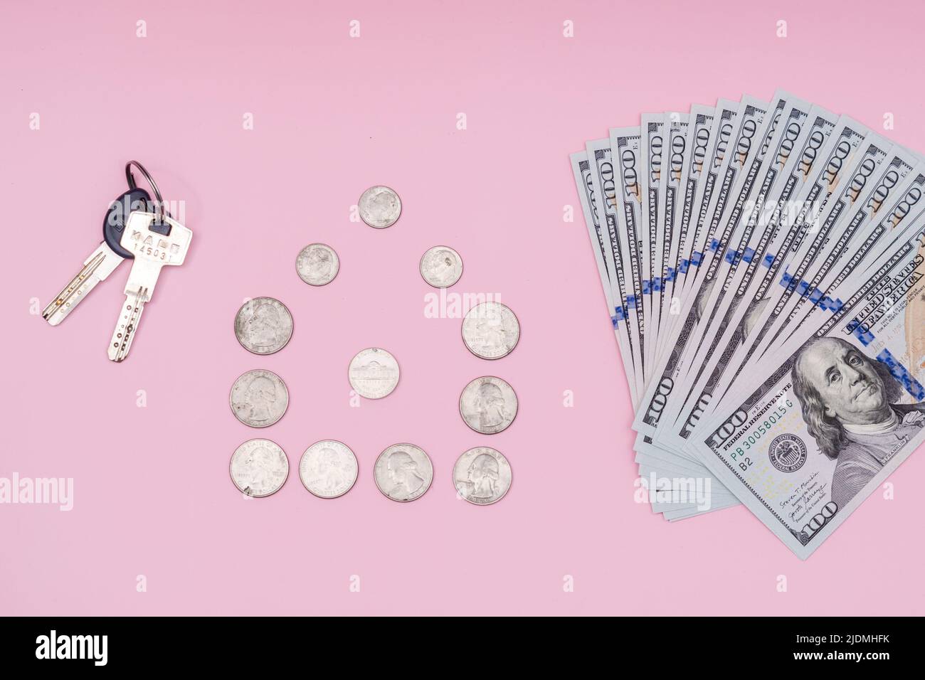 Mortgage coins house keys hi-res stock photography and images - Alamy