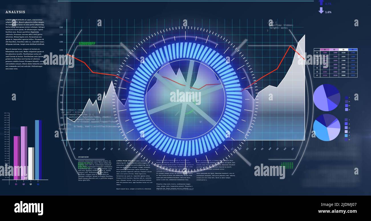 Image of compass rotating over scientific graph and data Stock Photo ...