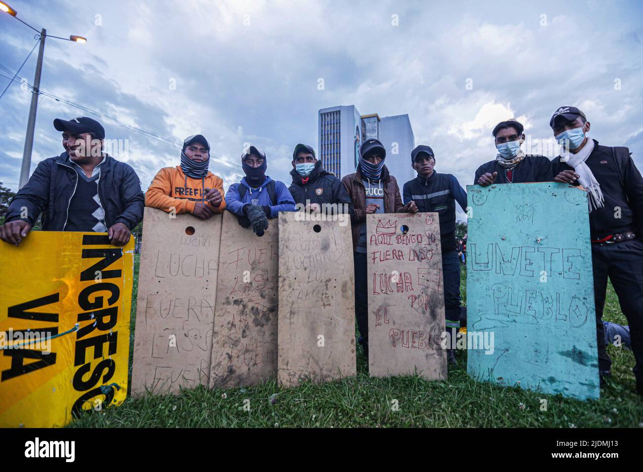Quito, Ecuador - 21 Jun 2022, Protesters hold handmade shields during ...