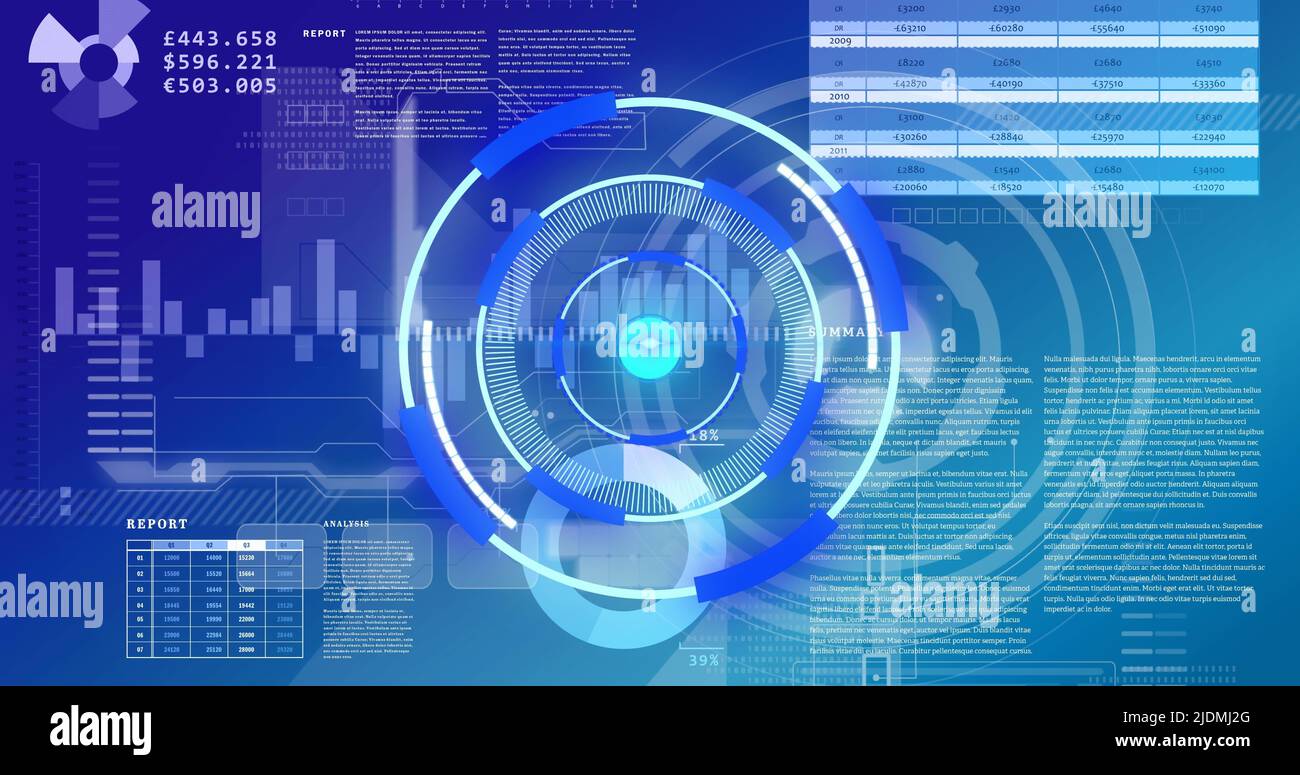 Image of processing circle moving over scientific graph and data Stock ...