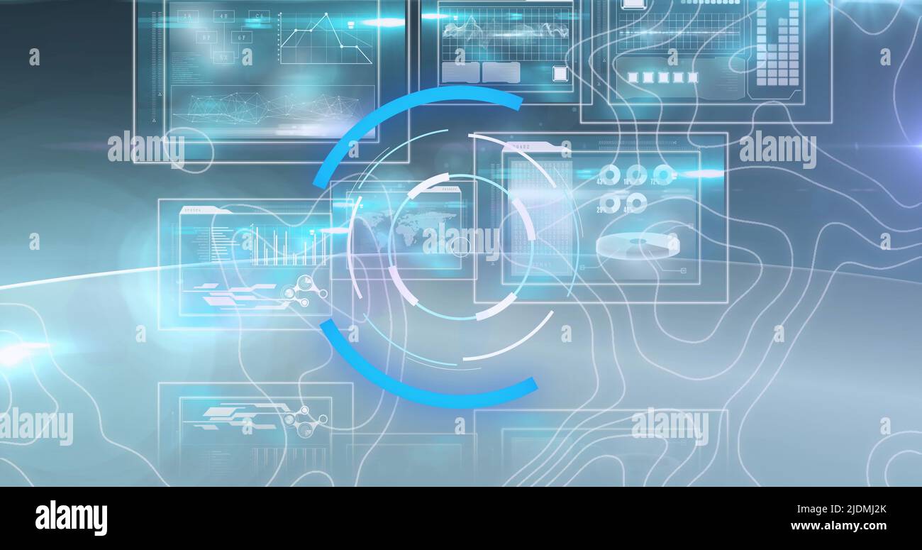 Image of processing circle and light on scientific graph and data Stock ...