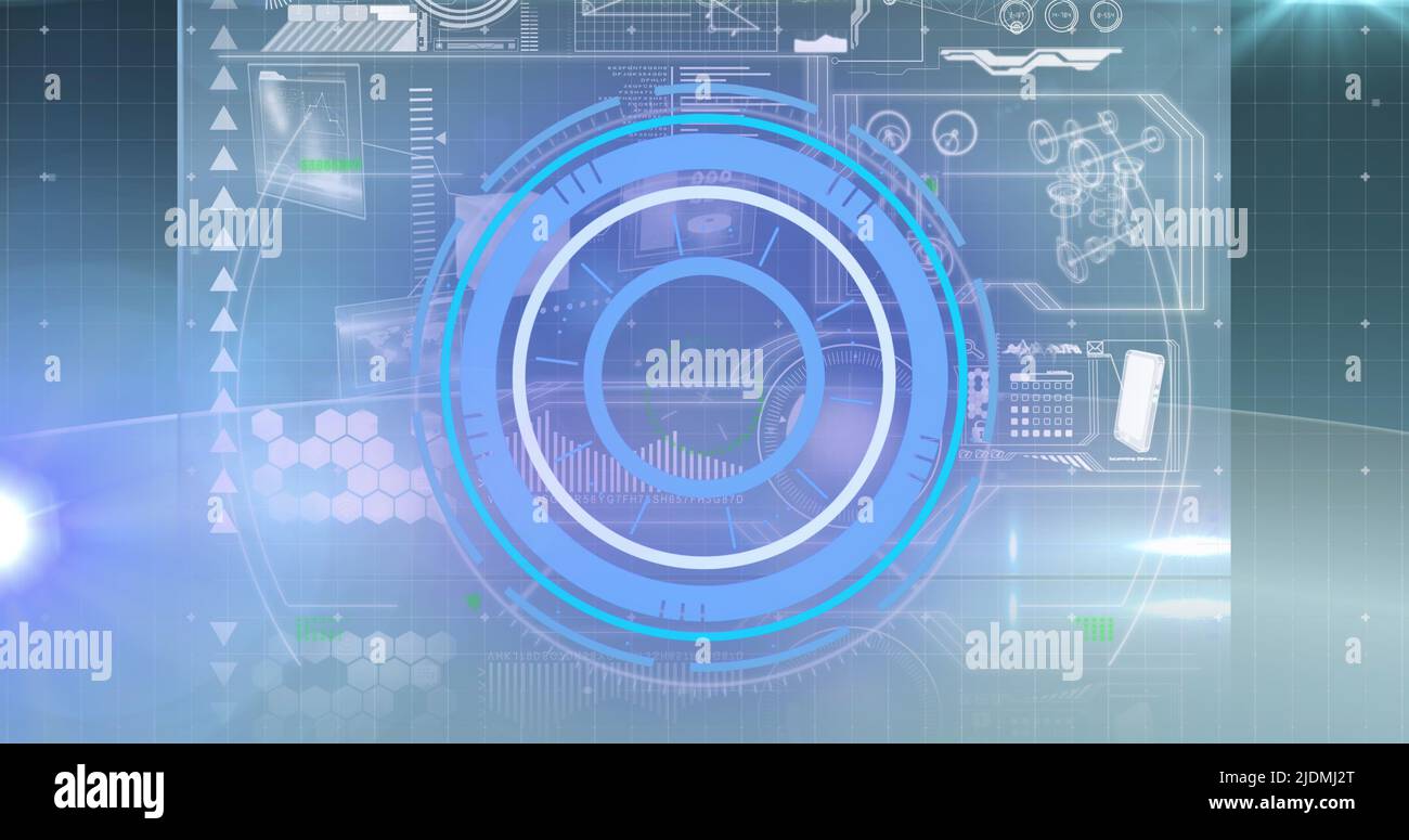 Image of radar moving over scientific graph and data Stock Photo - Alamy